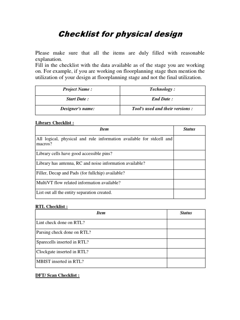 Checklist Physical Design | PDF | Electronic Design Automation ...