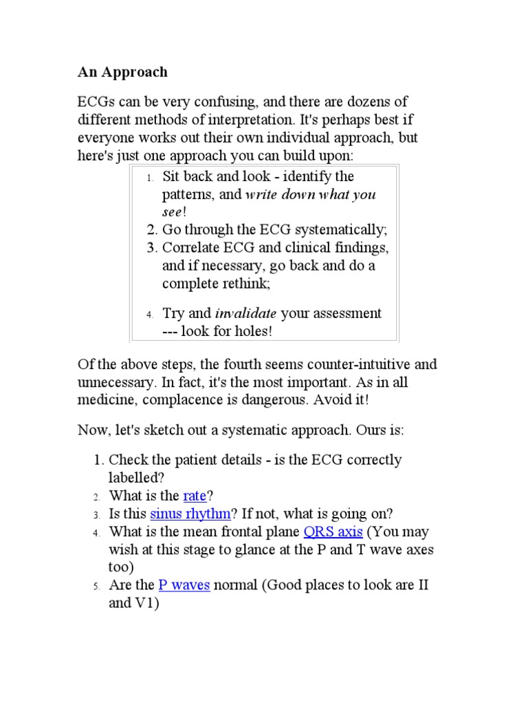 An Approach To ECG | Download Free PDF | Electrocardiography | Atrium ...