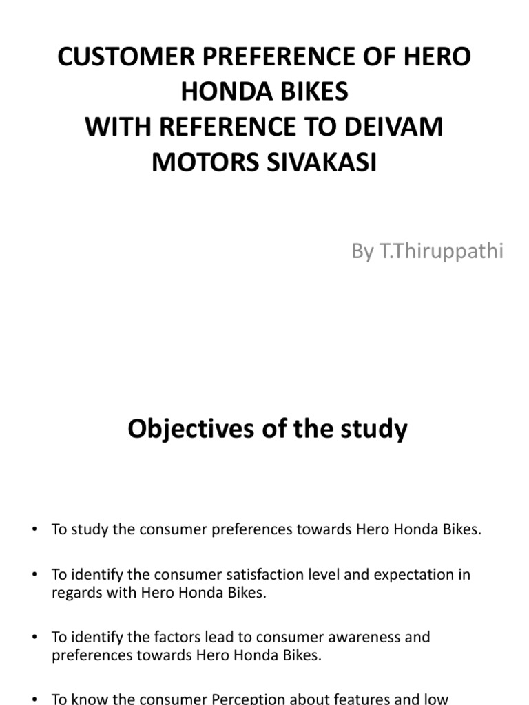 Customer Preference of Hero Honda Bikes | PDF | Motorcycle | Honda