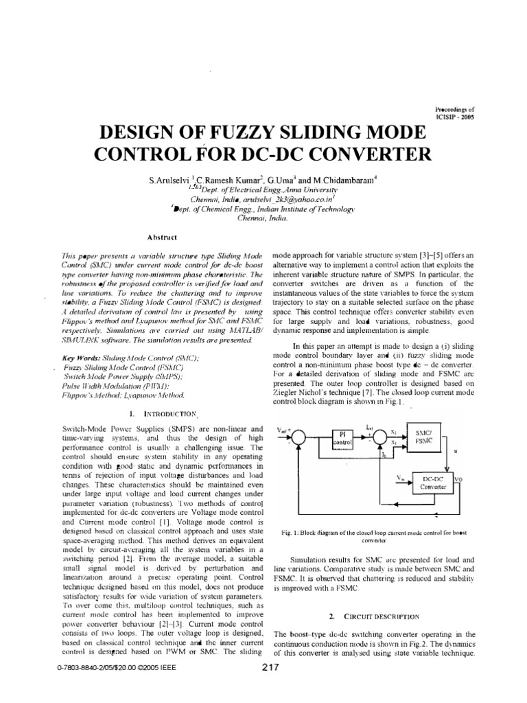 Design of Fuzzy Sliding Mode Control For DC-DC Converter | PDF ...