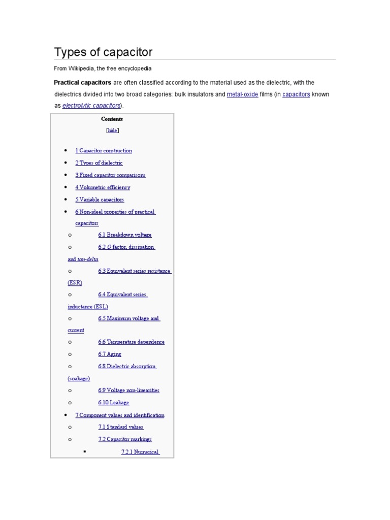 Types of Capacitor | PDF | Capacitor | Physical Quantities