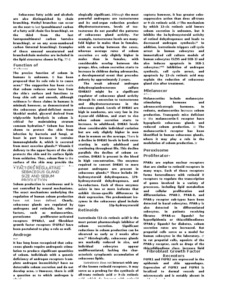 Sebaceous Fatty Acids | PDF | Androgen | Biomolecules