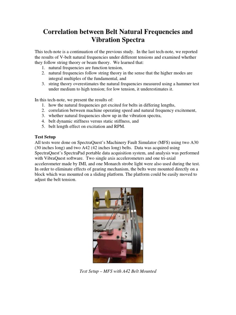 Correlation Between Belt Natural Frequencies and Vibration Spectra ...