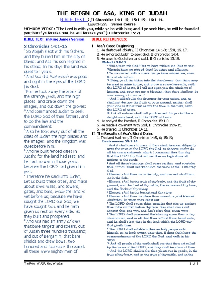 23 - 295S The Reign of ASA, King of Judah | PDF | Kingdom Of Judah ...