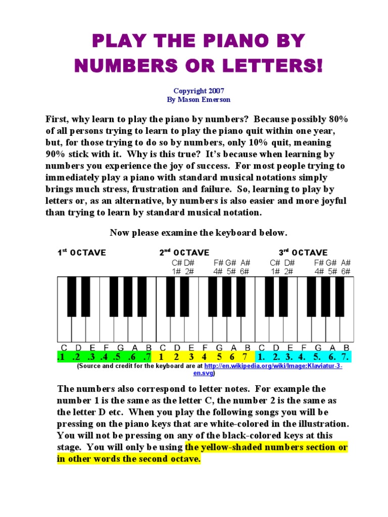 Play The Piano by Numbers or Letters | PDF | Piano | Leisure