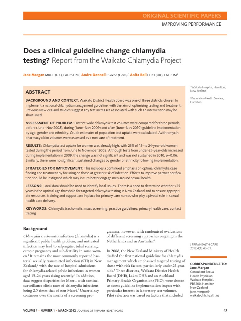 Does A Clinical Guideline Change Chlamydia Testing? | PDF | Sexually ...