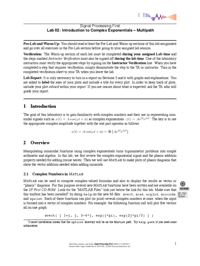 Lab 02: Introduction To Complex Exponentials - Multipath: Signal ...