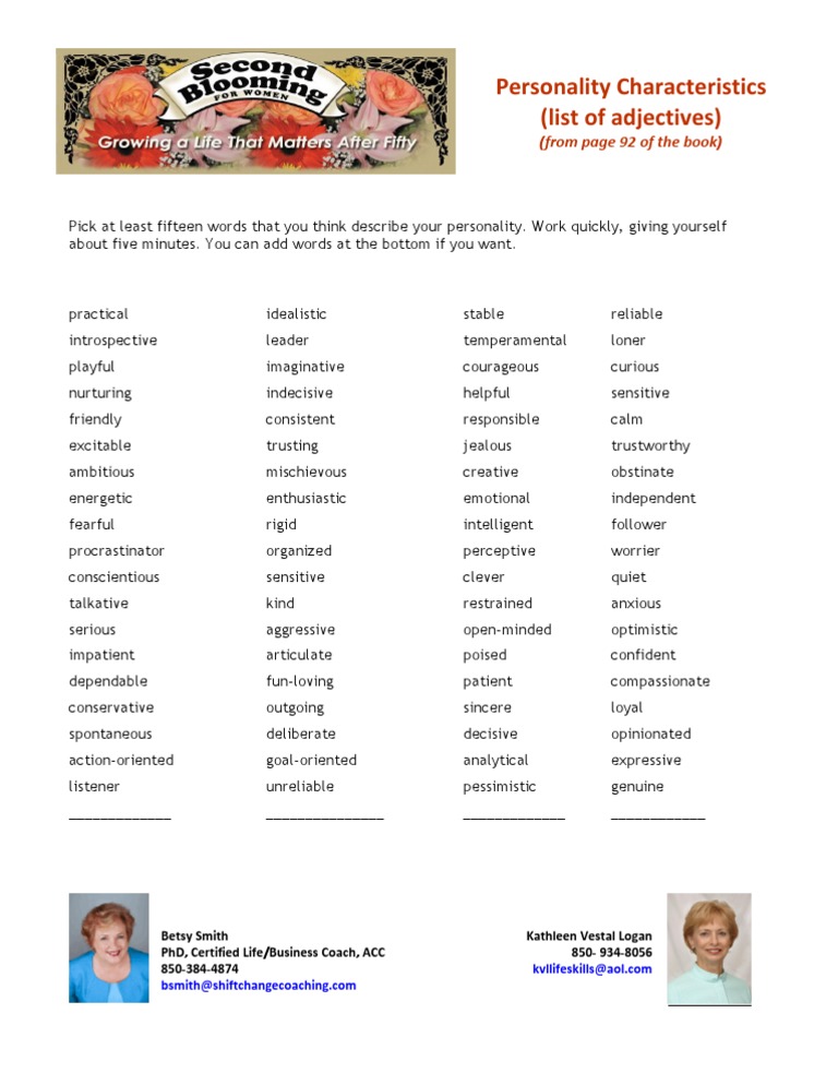 Personality Traits Self-Assessment Guide | PDF