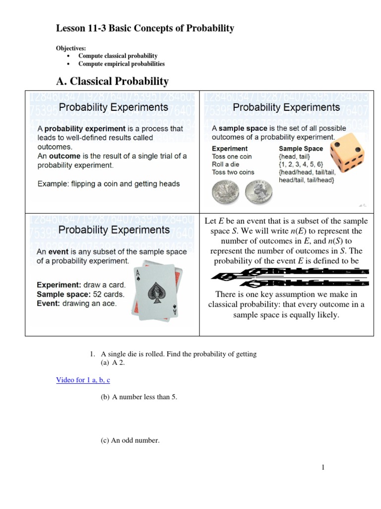 A. Classical Probability: Lesson 11-3 Basic Concepts of Probability ...
