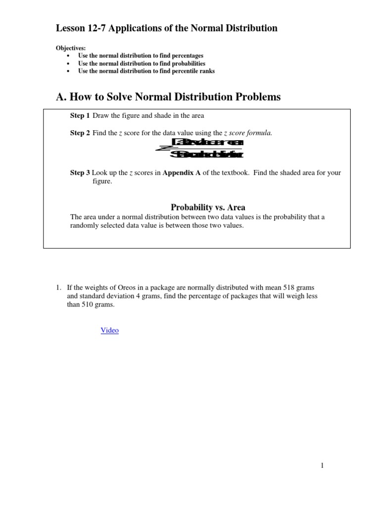 Applications of Normal Distribution | PDF | Normal Distribution ...