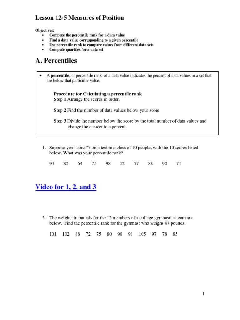 Measures of Position | Percentile | Quartile