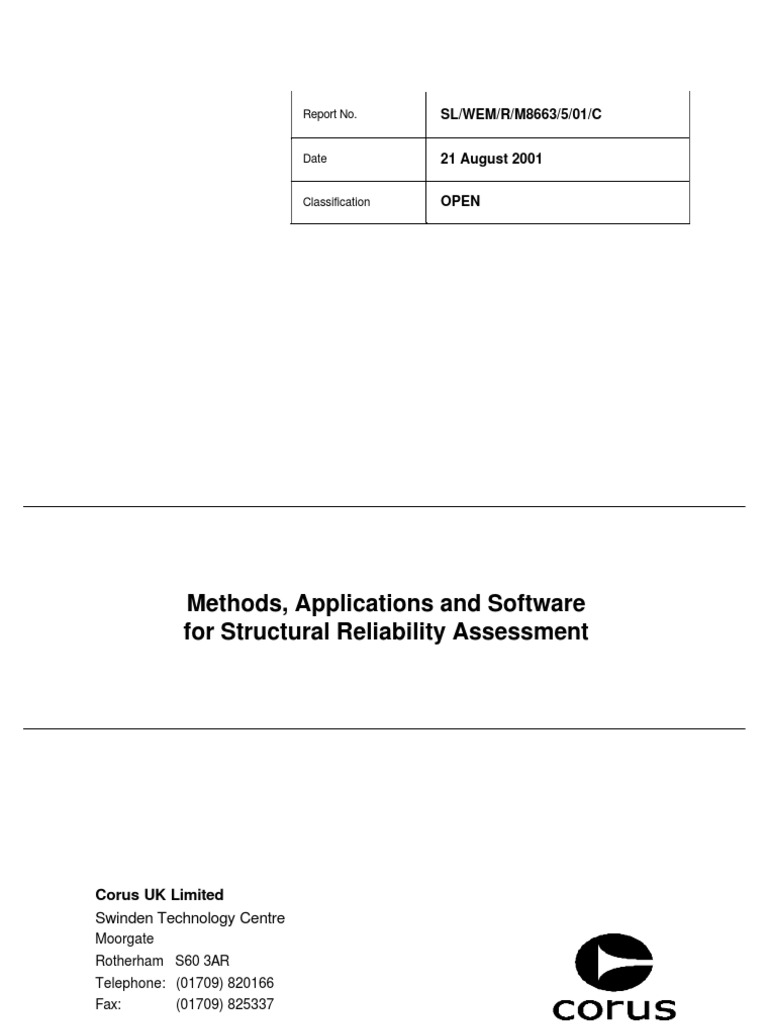 Methods, Appls and Software For Structural Reliability | PDF ...