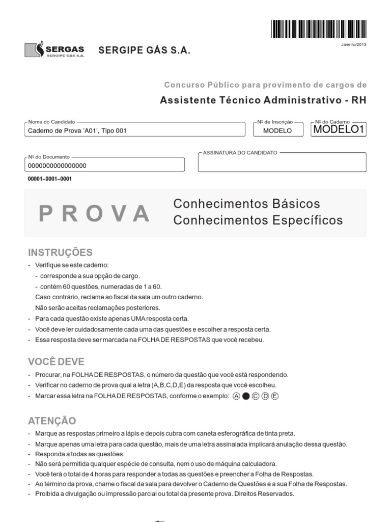 Prova - Assistente - Técnico - Administrativo RH A01 Tipo 001 | PDF | Aquecimento global ...