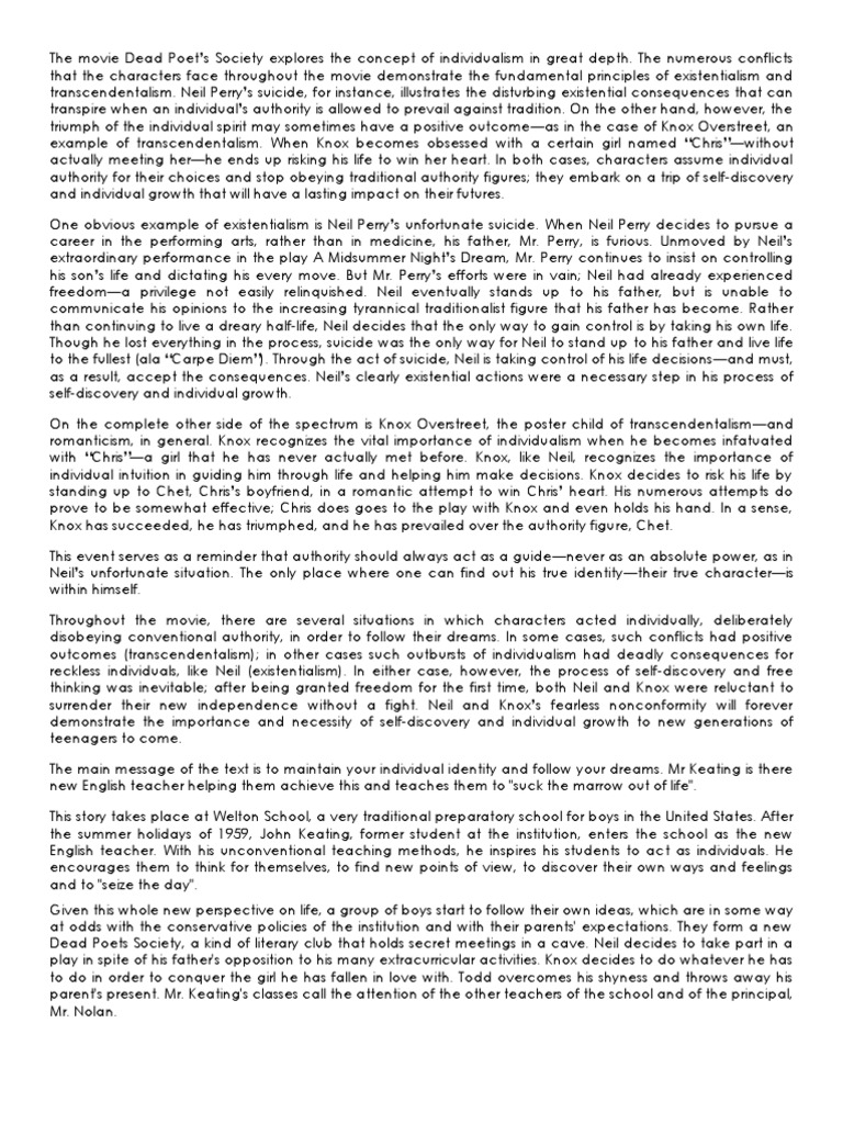 Dead Poets Society | Schools | Philosophical Science