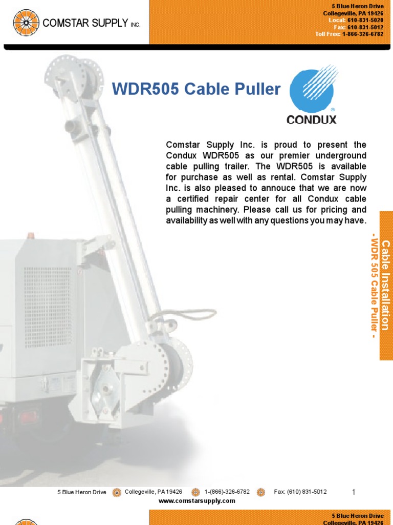 Cable Pulling Trailer - Condux WDR505 | PDF | Trailer (Vehicle) | Engines