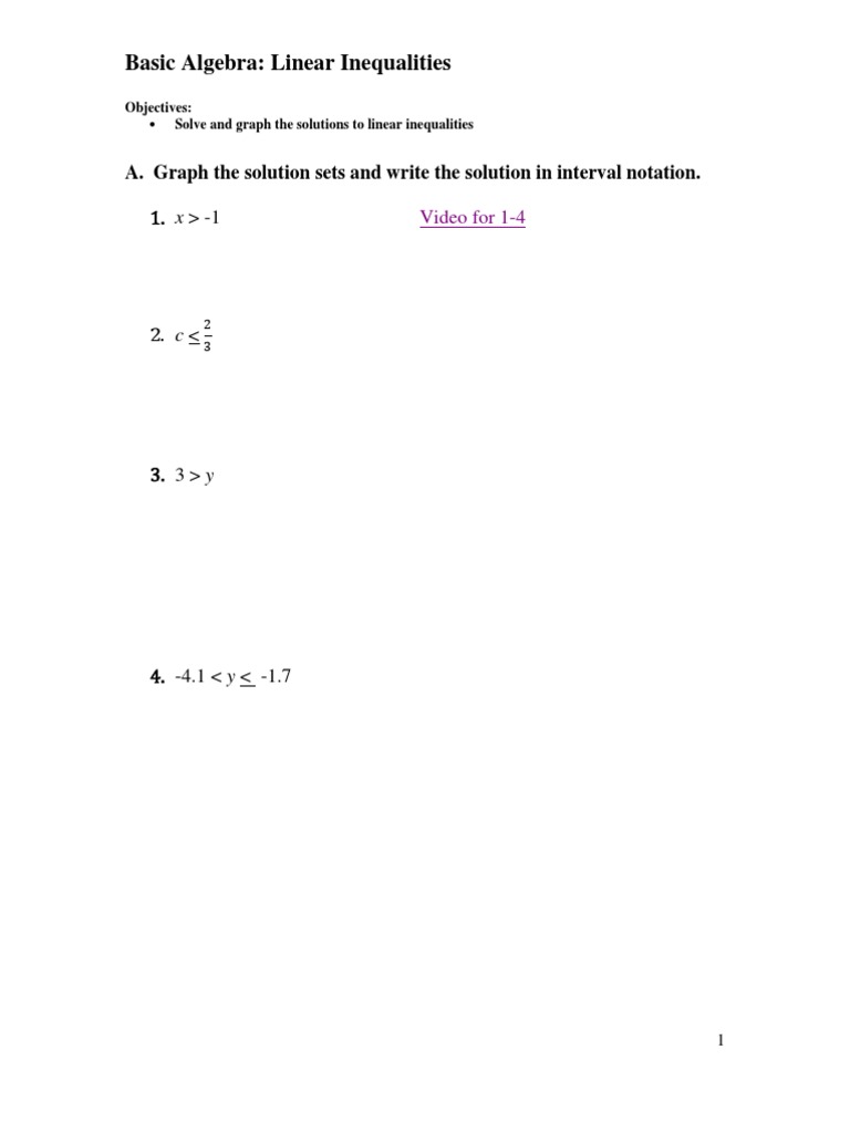 Solve and Graph Linear Inequalities | PDF