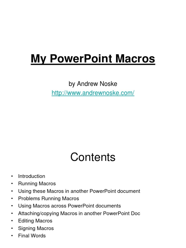 PowerPoint Macros Guide by Noske | PDF