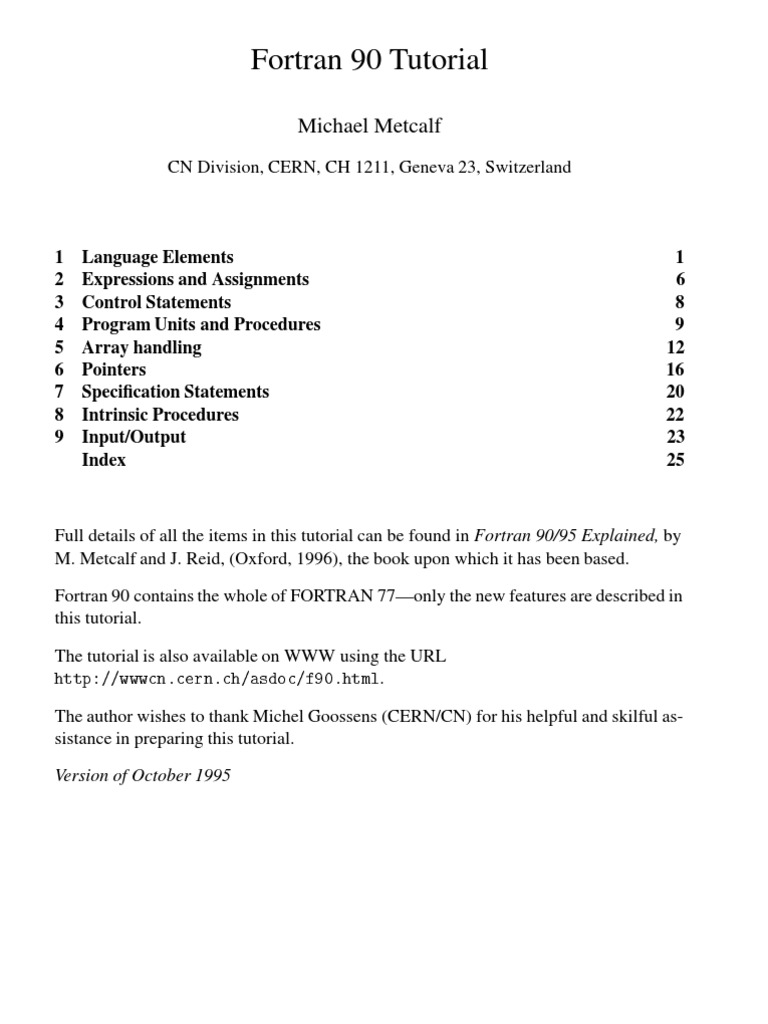 Fortran 90 Tutorial | PDF