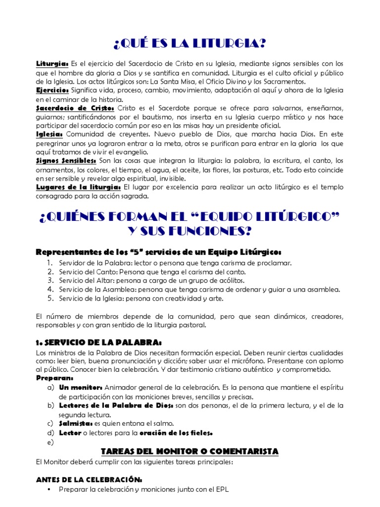 Manual de Liturgia PDF | PDF | Misa (liturgia) | Pascua de Resurrección