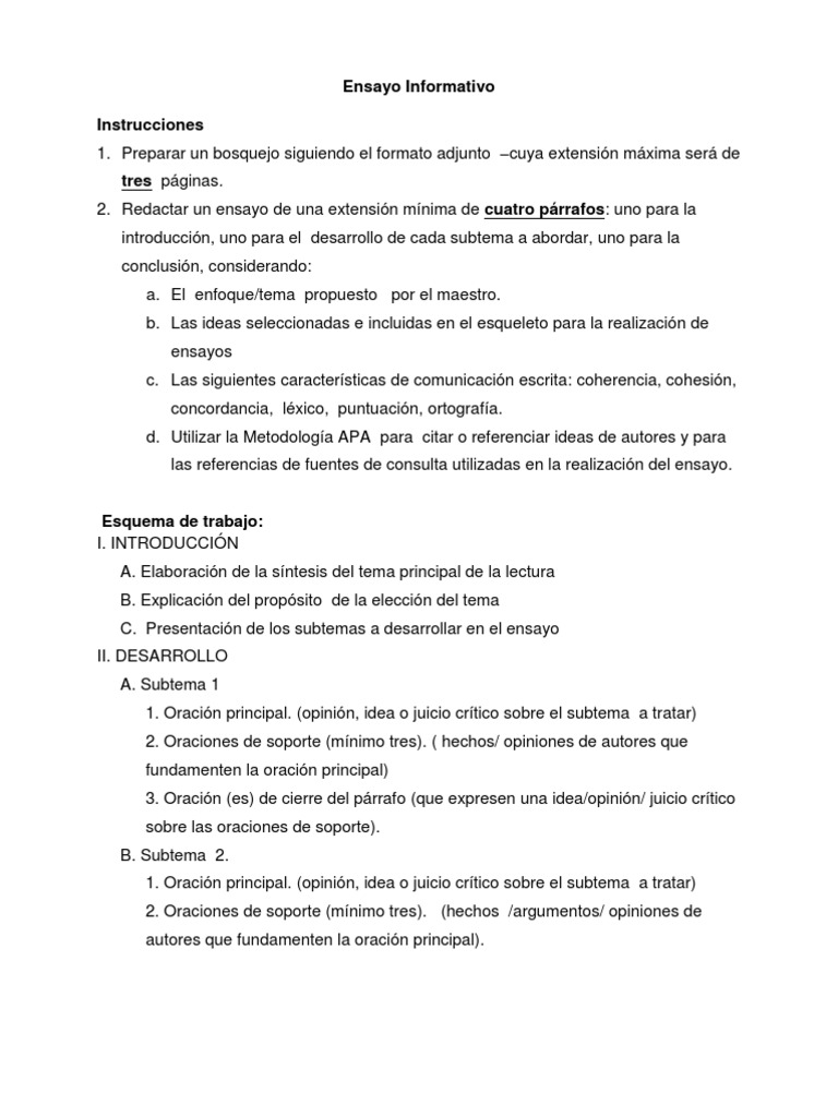 Ensayo Informativo | PDF | Ensayos | Oración (Lingüística)