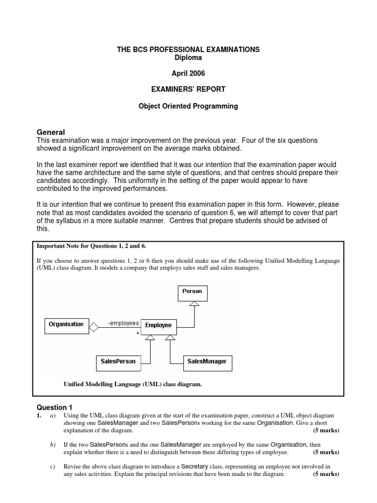 General: The Bcs Professional Examinations Diploma April 2006 Examiners ...