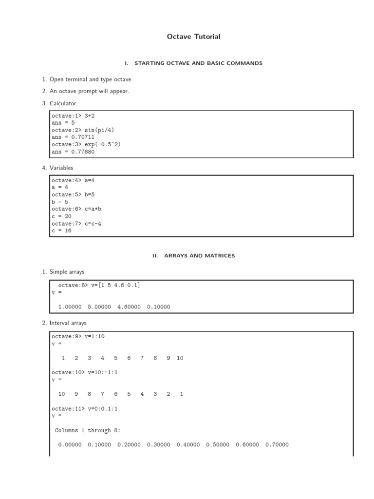 Octave Tutorial | PDF