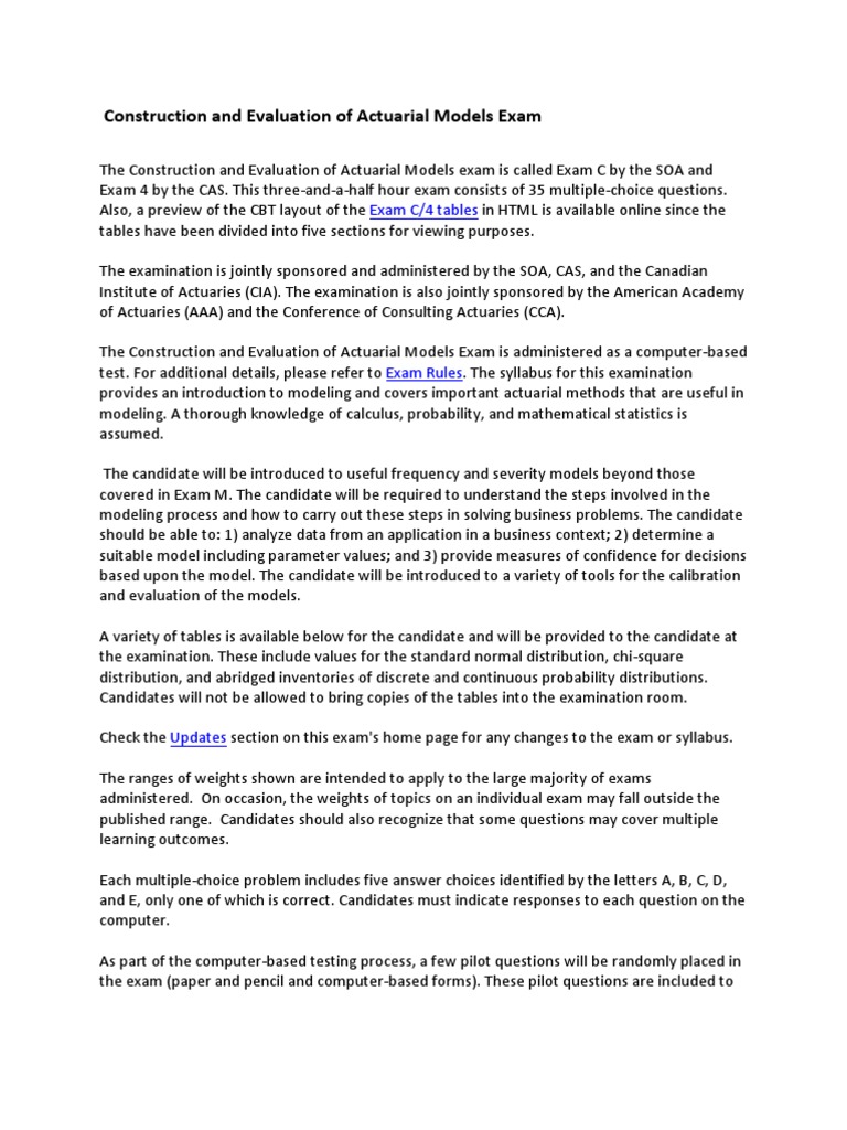 An Overview of the Construction and Evaluation of Actuarial Models Exam ...