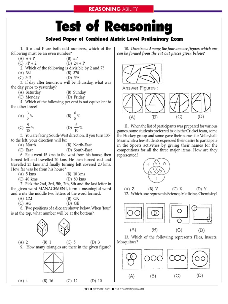 Test of Reasoning5 PDF | PDF | Matrix (Mathematics) | Teaching Mathematics