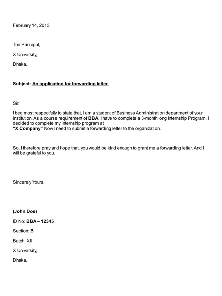 Application For Forwarding Letter | PDF