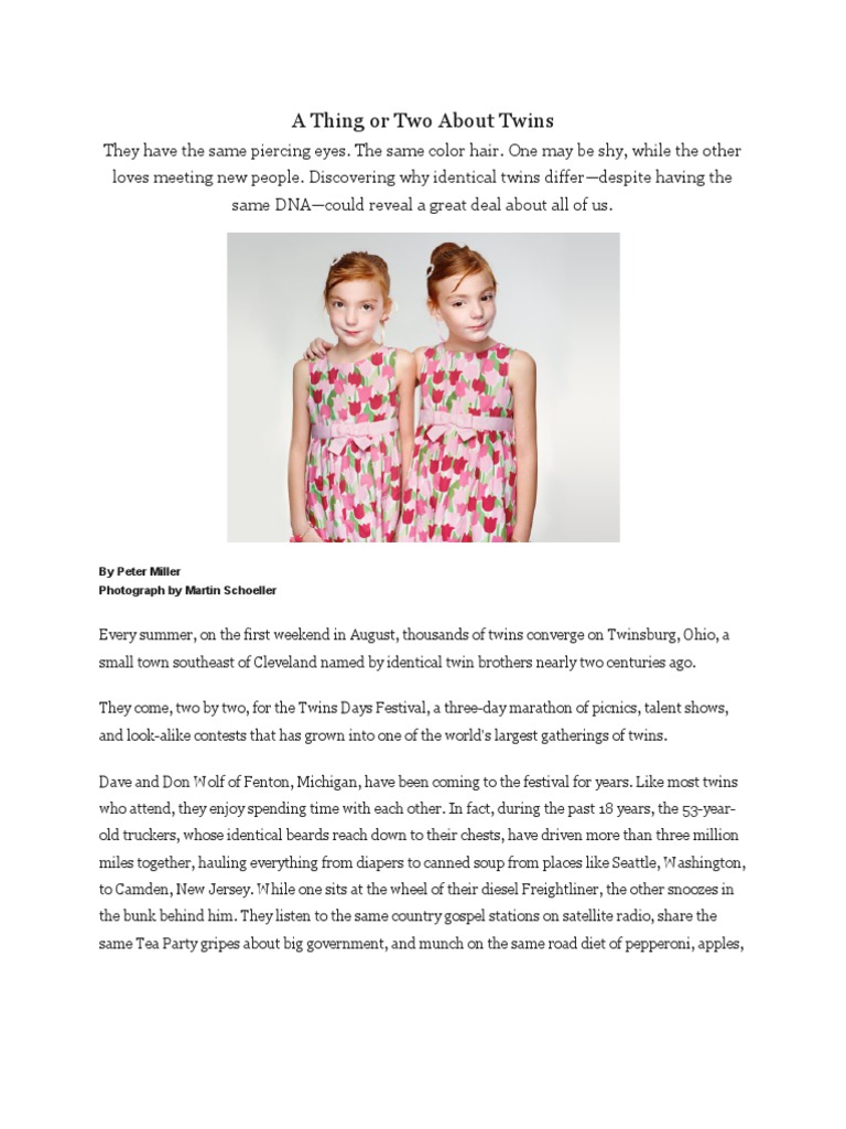 A Thing or Two About Twins - National Geographic | PDF | Epigenetics ...