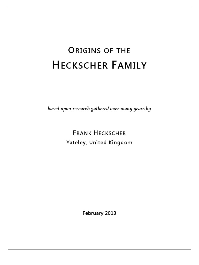 Origins of The Heckscher Family | PDF | Genealogy | Denmark