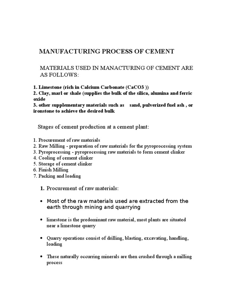 Cement Process | PDF | Cement | Mill (Grinding)