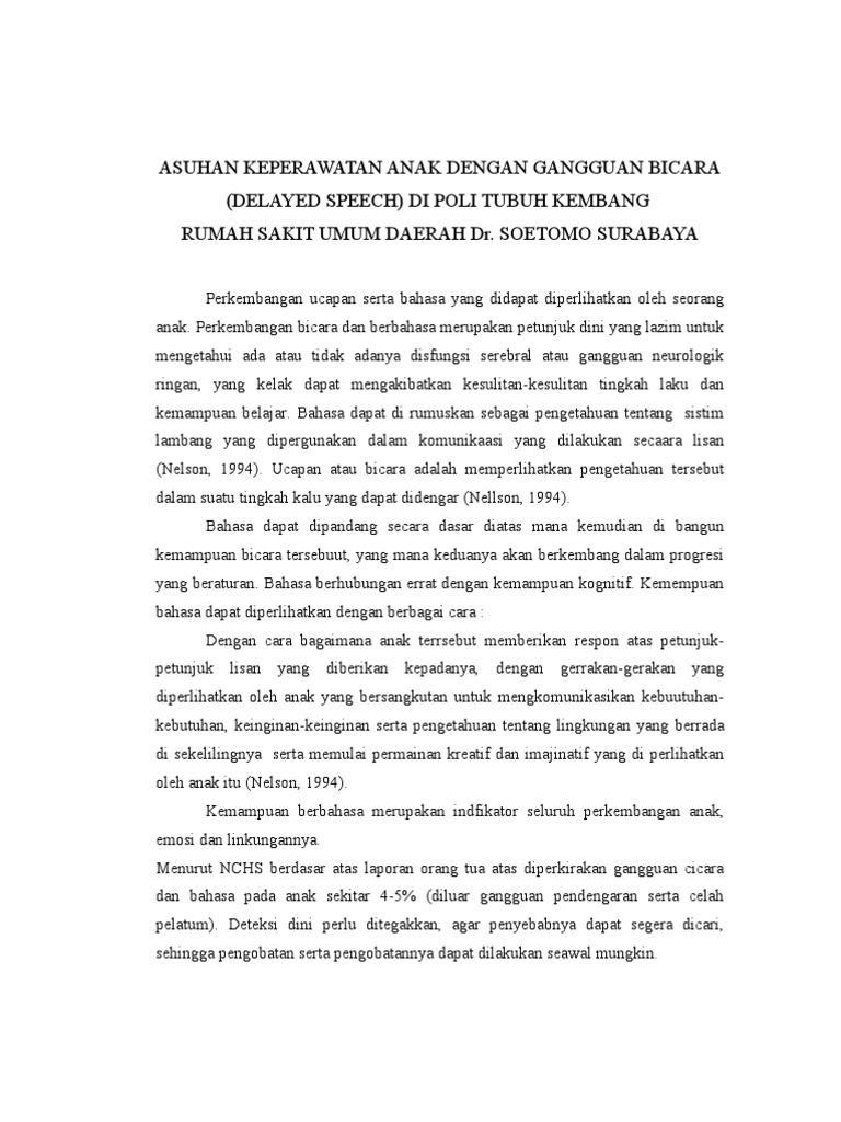 Askep Speech Delay | PDF