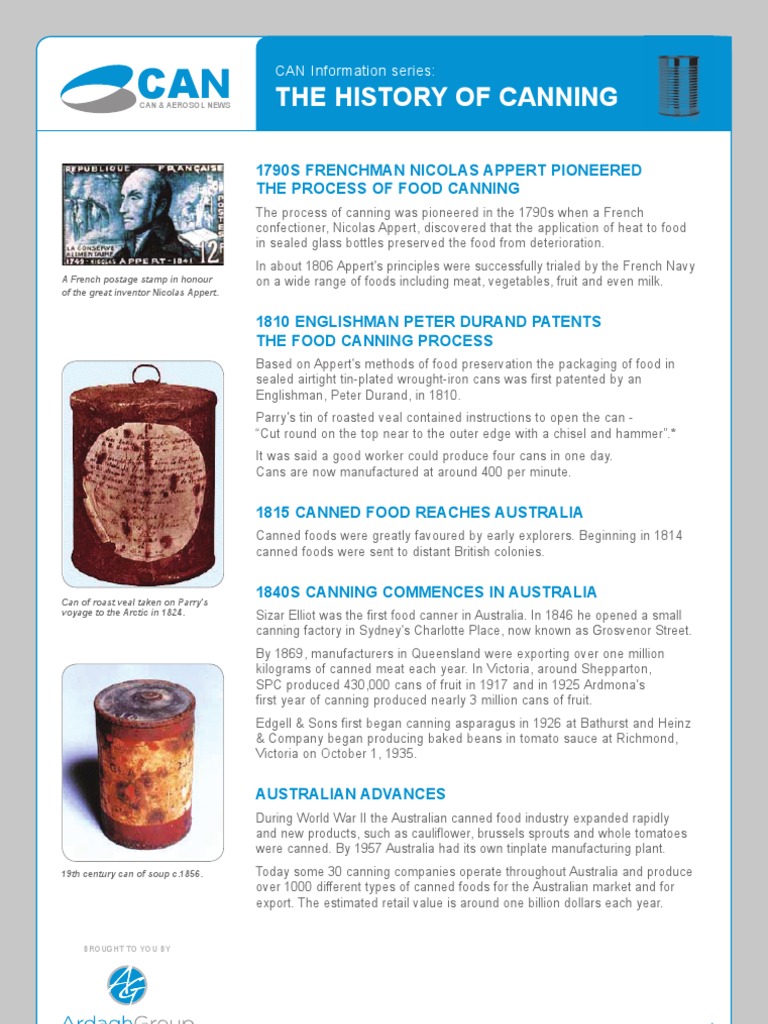 The History of Canning | PDF | Canning | Food And Drink