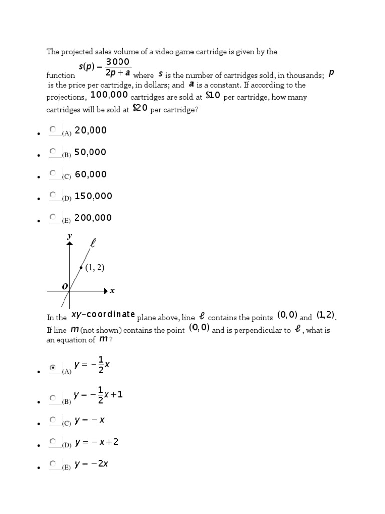 Sat Practice Pdf Function Mathematics Equations