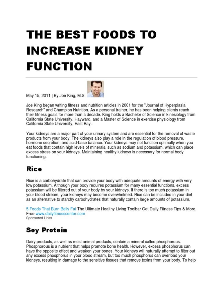 The Best Foods to Increase Kidney Function.docx | Kidney | Foods