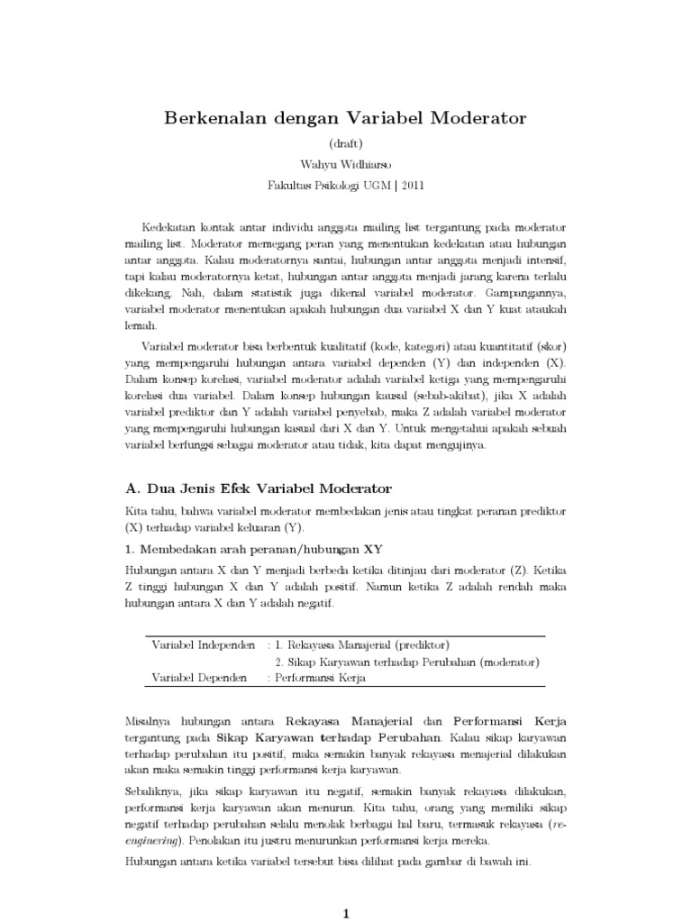 Variabel Moderator Dalam Penelitian | PDF