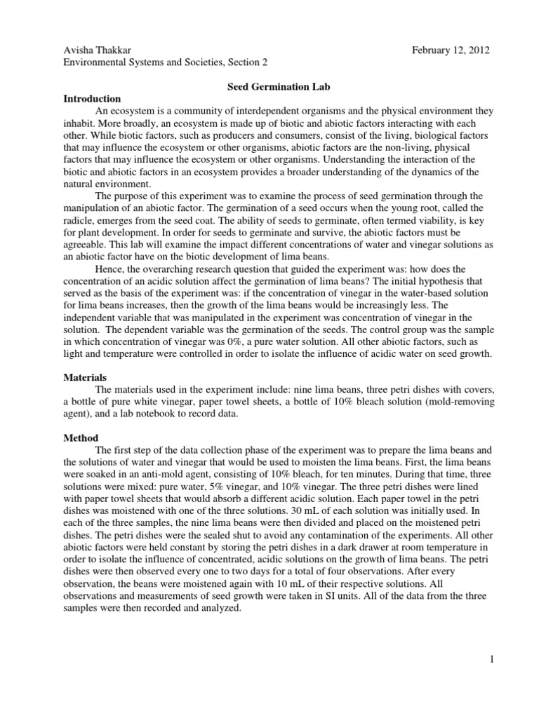 Seed Germination Lab - Final | PDF | Seed | Experiment