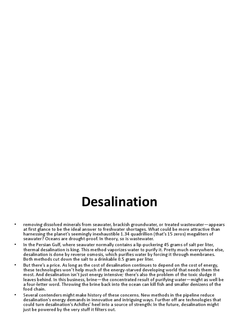Desalination of Sea Water | PDF | Desalination | Osmosis