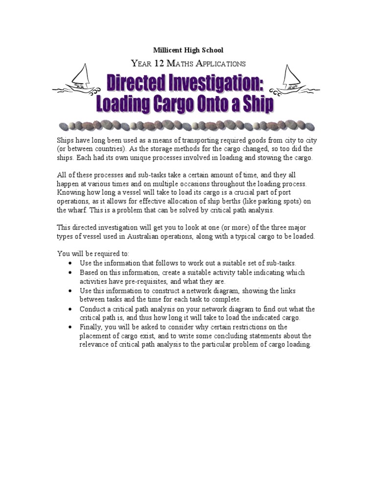 Critical path analysis of cargo loading | PDF | Ships | Cargo