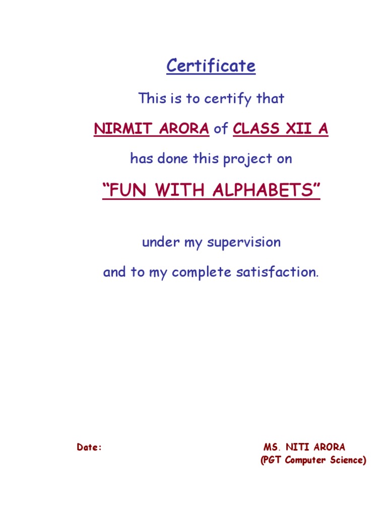 Project Report For Class 11 Pdf Class Computer Programming Object Computer Science 7280