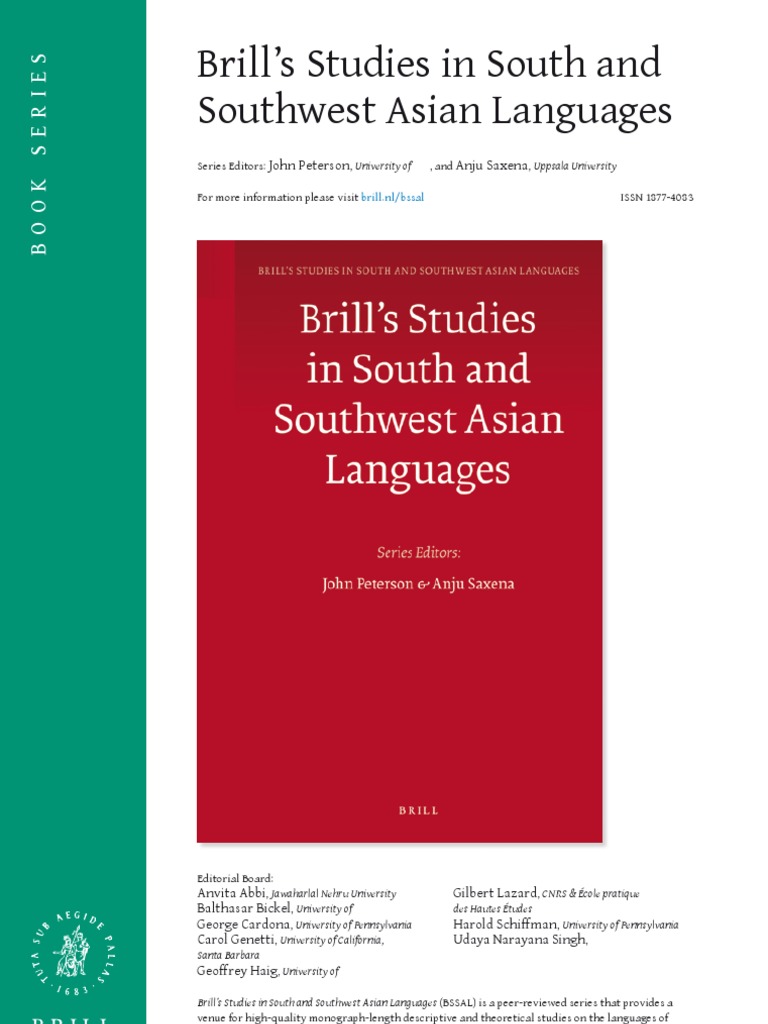 Brill's Studies in South and Southwest Asian Languages: John Peterson ...