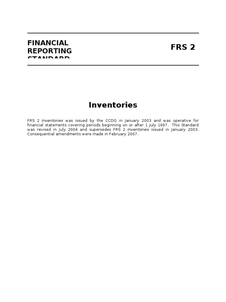 FRS 2 Inventories | PDF | Inventory | Fair Value