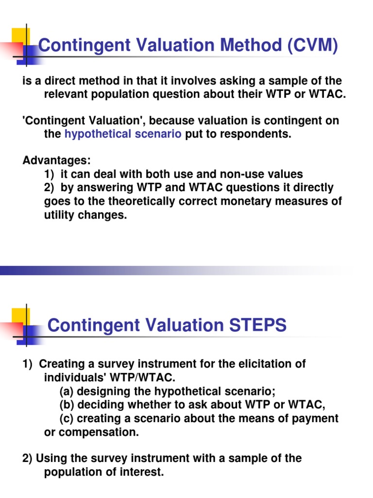 Contingent Valuation Method (CVM) : Hypothetical Scenario | PDF ...