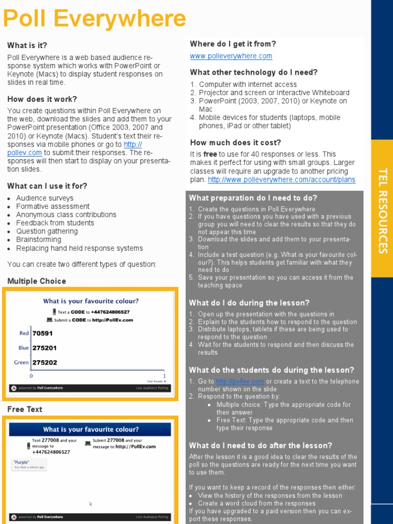 Poll Everywhere: Real-Time Audience Response | PDF