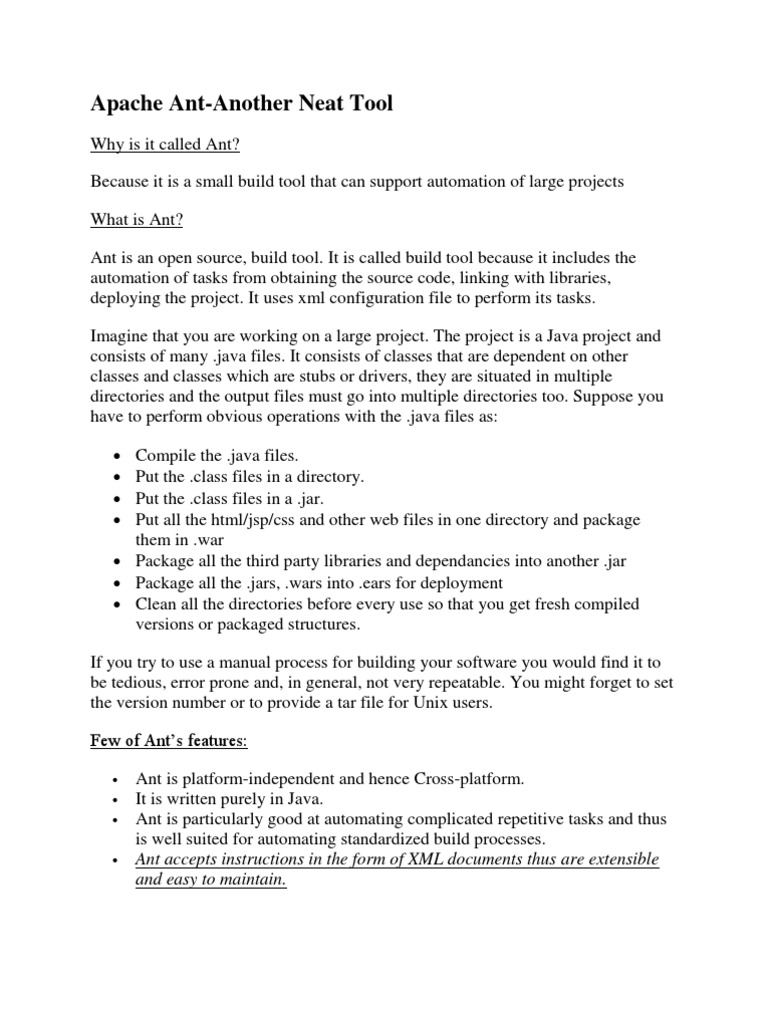 Apache Ant: Java Build Automation Tool | PDF | Computers | Technology & Engineering