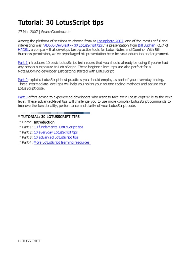 Tutorial 30 Lotusscript Tips1 Pdf Java Programming Language Integer Computer Science
