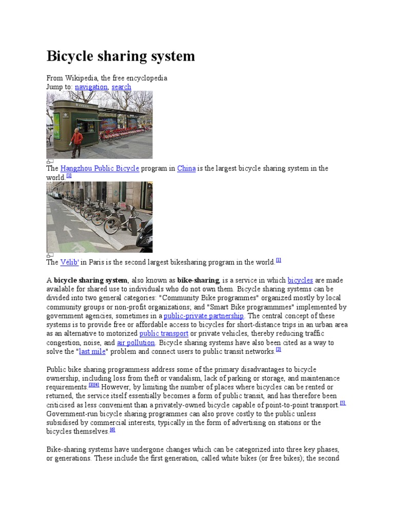 Bicycle Sharing System | PDF | Road Transport | Sustainable Transport