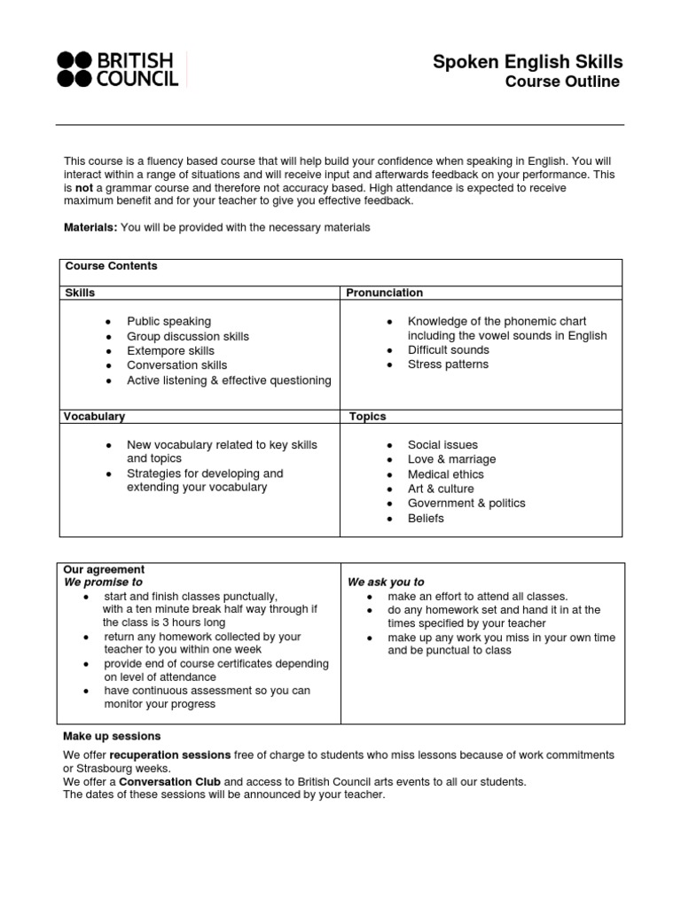 British Council Spoken English Skills | PDF | Career & Growth