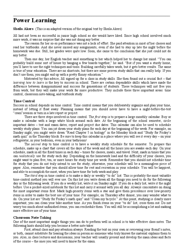 Power Learning RDG | PDF | Epidemics | Study Skills